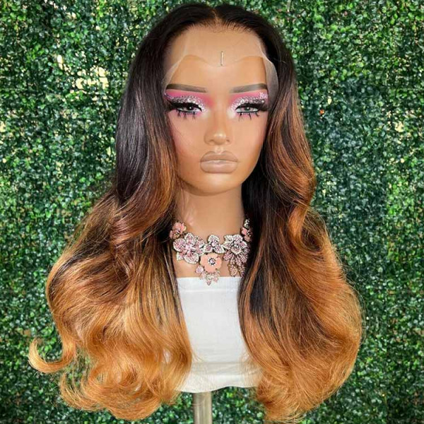 Ombre Colored Human Hair Lace Wigs Natural Hairline -West Kiss Hair