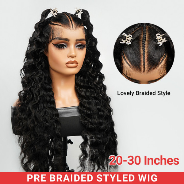 Ready & Go Pre Braided 6x8 HD Lace Wigs Crimp Human Hair -West Kiss Hair