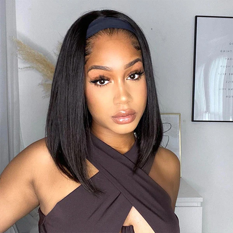 12 Inch Straight Human Hair Headband Wigs -West Kiss Hair