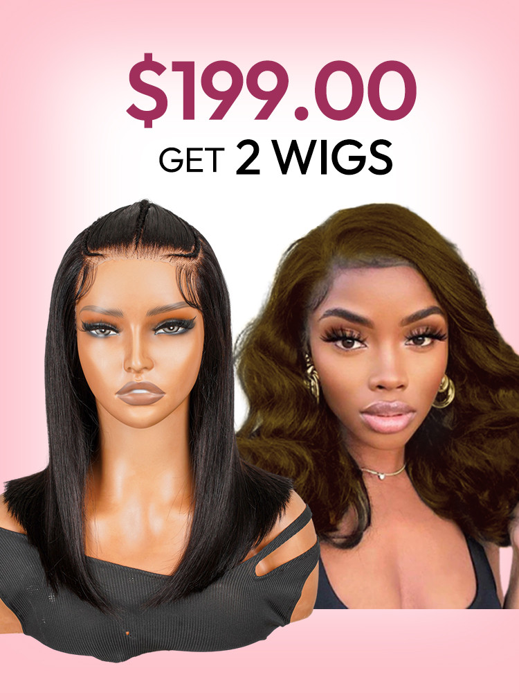 Voluminous Wigs 18" 6x8 Pre-Braided Straight & 14" 13x4 Loose Body Bob ...