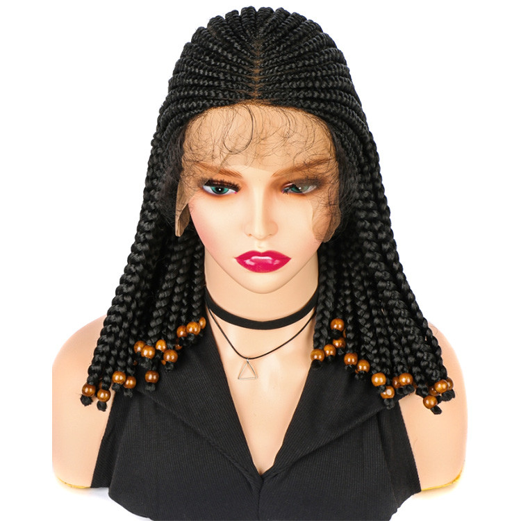 Bead Wig Braided Wig With Beads Synthetic Braided Lace Wigs -West Kiss Hair