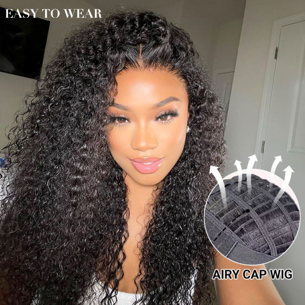 Glueless Curly Human Hair Wig With Breathable Wig Cap -West Kiss Hair