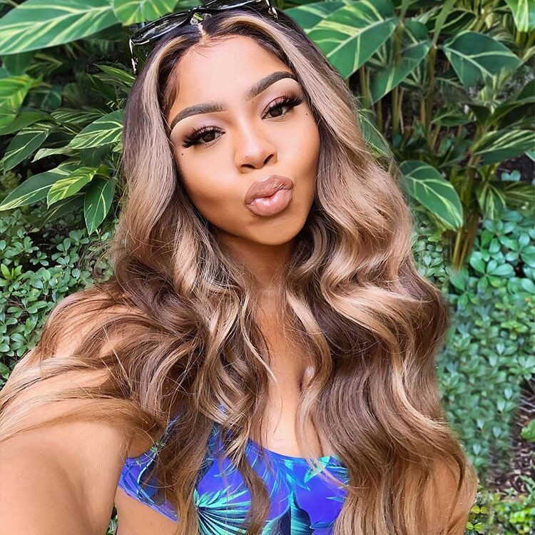 Body Wave Ombre Colorful Wigs Brown Balayage Hair Wig -West Kiss Hair