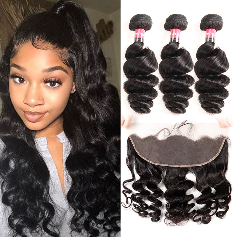 Peruvian Hair Loose Wave Bundles with Frontal -West Kiss Hair