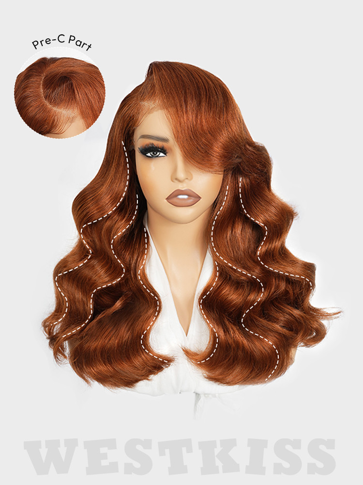 Burnt Orange Wig With Side Part Beginners Friendly Layer Cut Loose Body ...