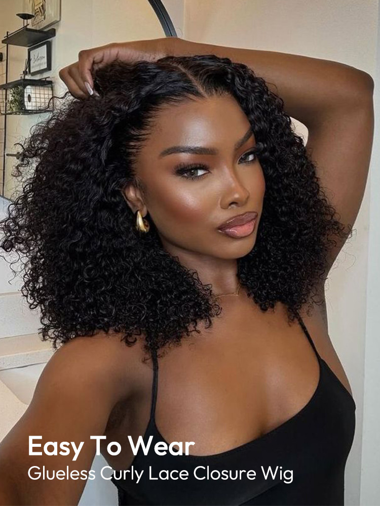 Glueless Curly Human Hair Wig With Breathable Wig Cap -West Kiss Hair