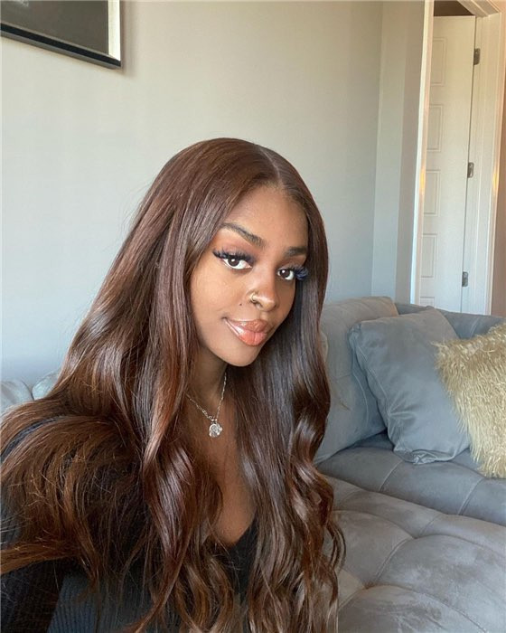 #4 #1B/4 Colored Wigs Straight Lace Front Wigs Human Hair -West Kiss Hair