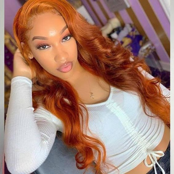 Alanis - Burnt Orange Body Wave Wig Colored Lace Wigs -West Kiss Hair