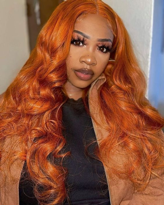 Alanis - Burnt Orange Body Wave Wig Colored Lace Wigs -West Kiss Hair