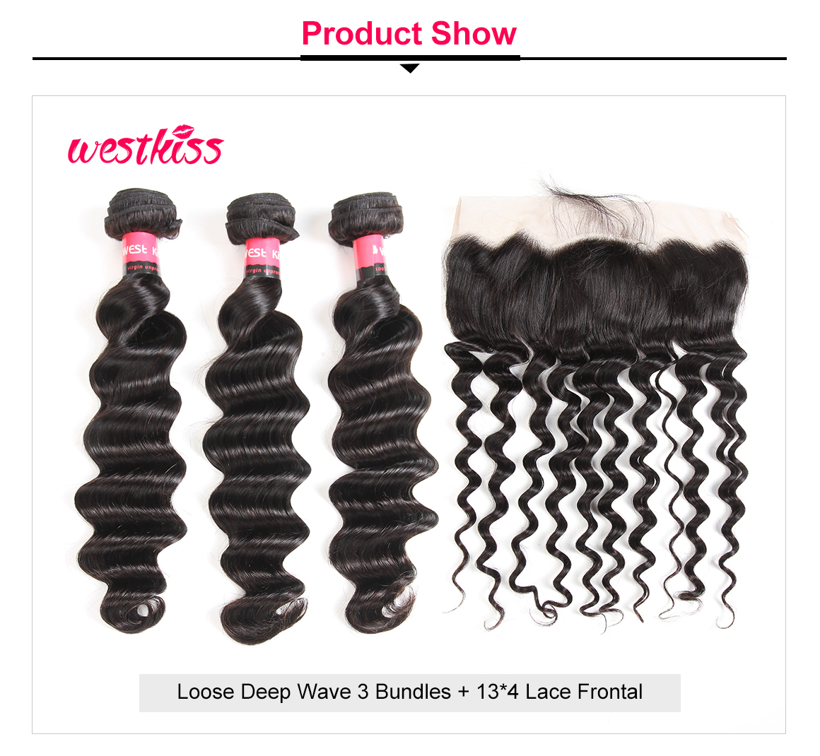 Loose Deep Wave Bundles With 13x4 Lace Frontal -West Kiss Hair