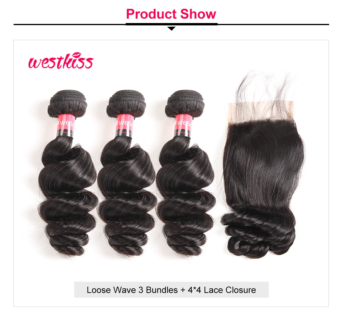 Loose Wave Weave 3 Bundles And 4x4 Lace Closures -West Kiss Hair